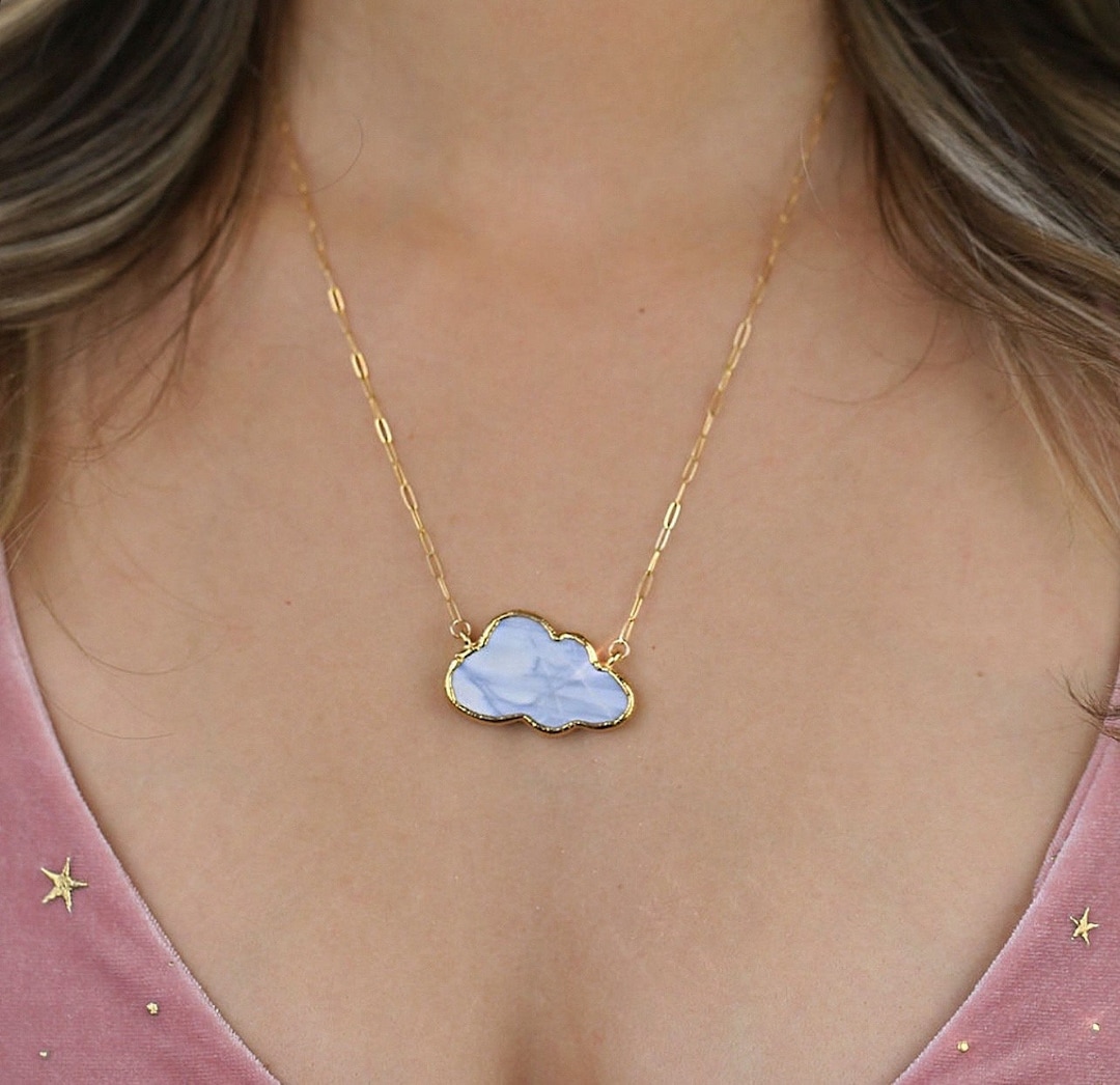 Blue Opal Cloud Pendant Necklace: Gold Filled or Sterling Silver - Etsy