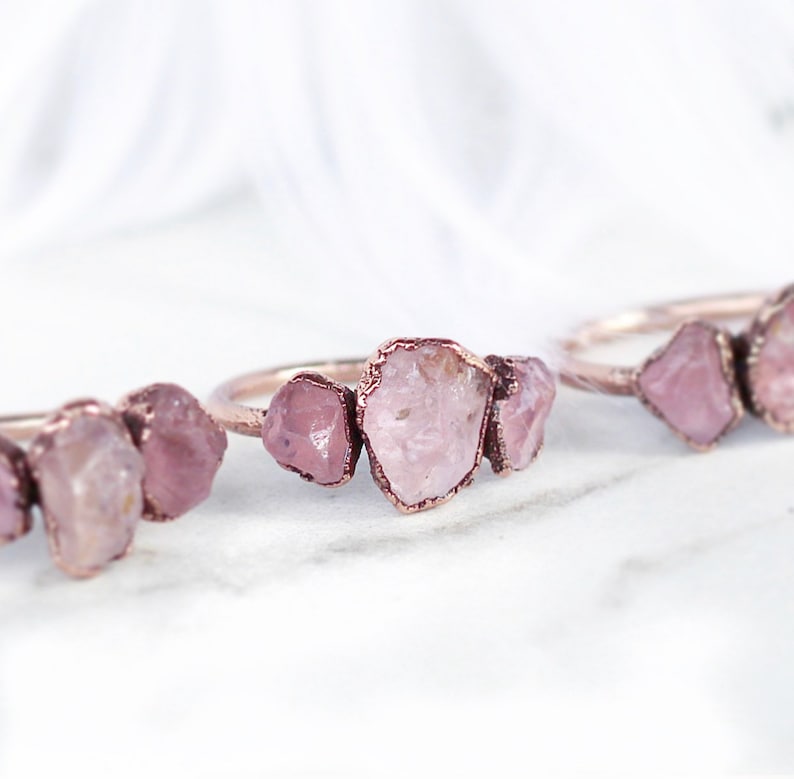 Raw Rose Quartz Crystal Ring Chunky Rose Quartz Ring Multi | Etsy