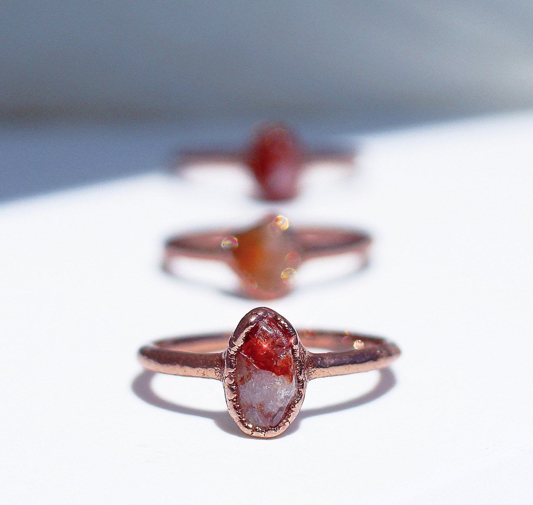 Fire Quartz Ring, Hematoid Quartz Ring, Fire Quartz Raw, Fire Quartz ...