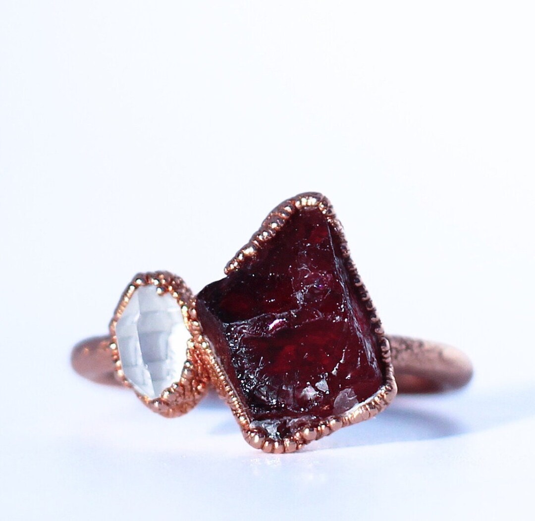 Root Chakra Garnet Ring, Root Chakra Jewelry, Red Stone Ring, Rough ...