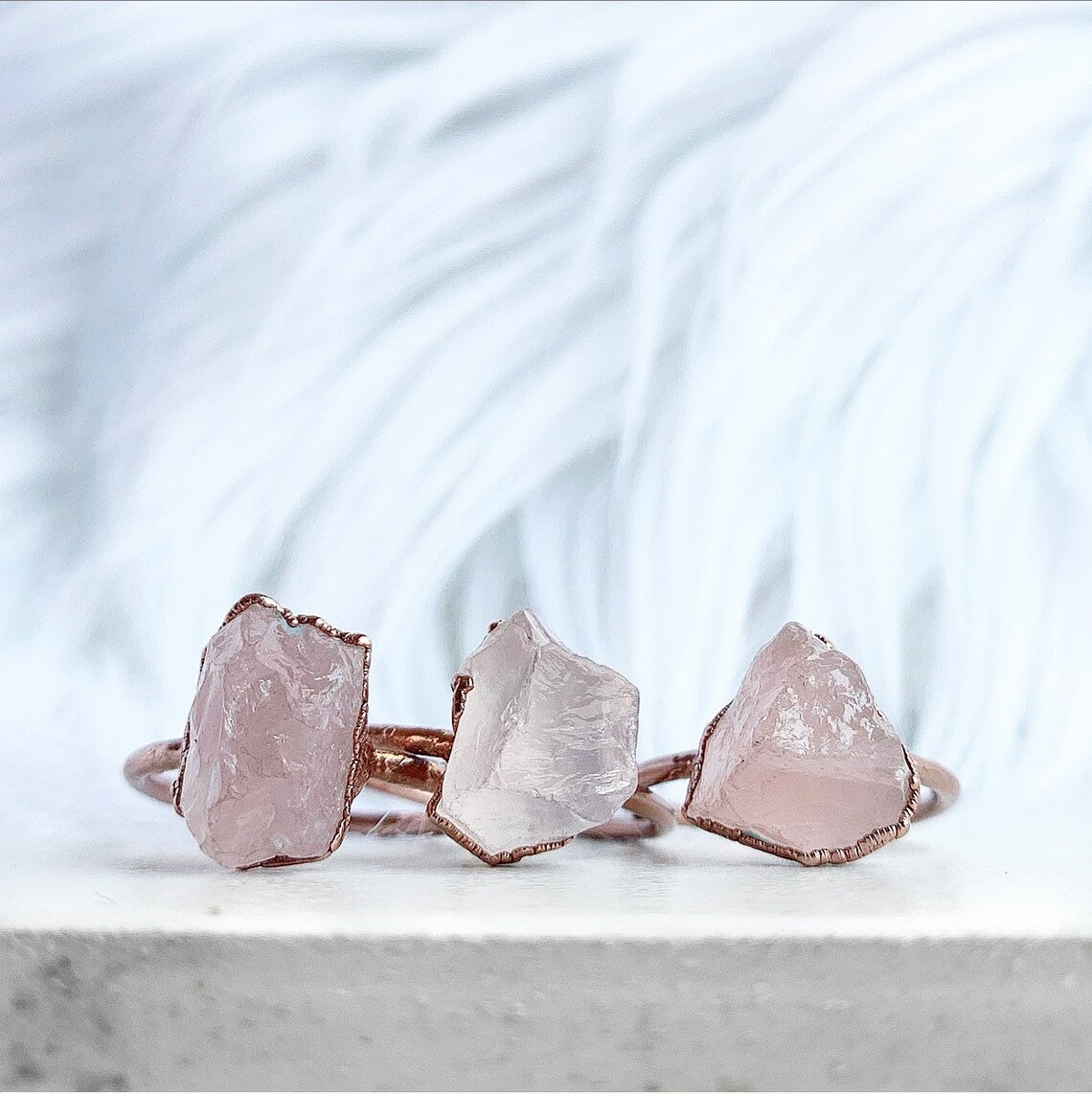 Raw Rose Quartz Ring Gift for Her Delicate Rose Quartz Stone - Etsy