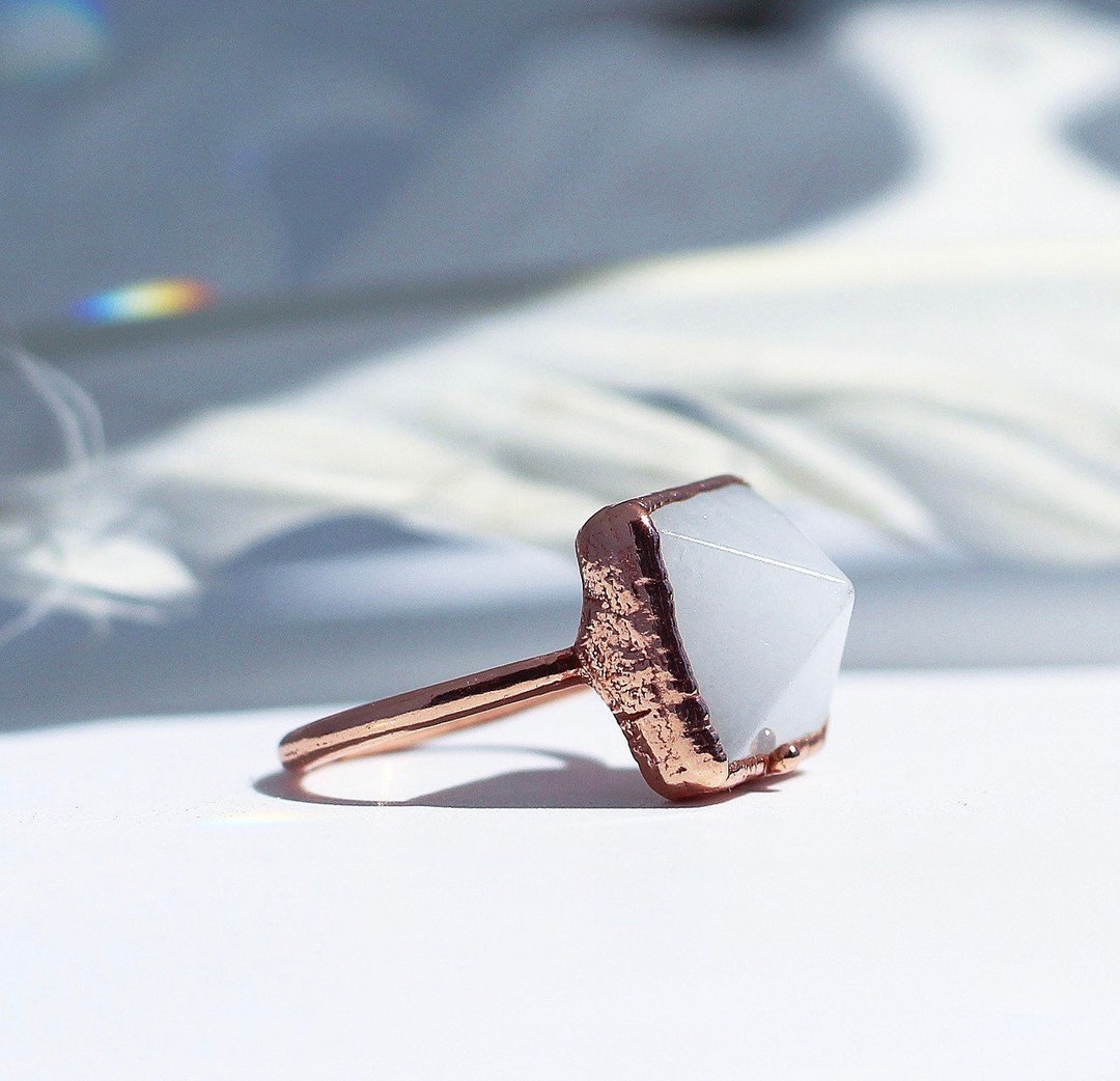 Milky Quartz Pyramid Ring, White Quartz Crystal Jewelry, Pyramid ...