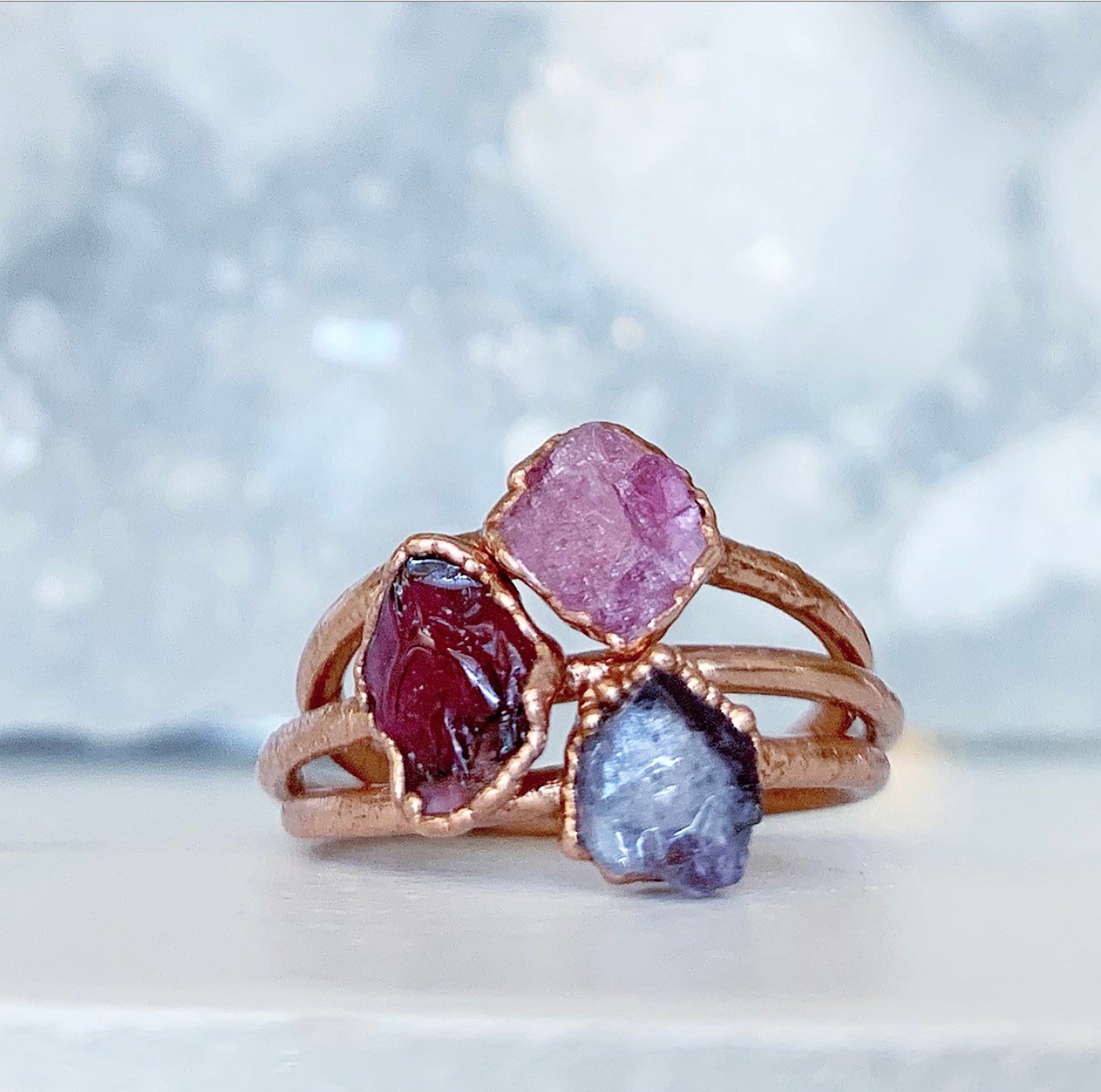 Dainty Raw Garnet Ring Stackable January Birthstone Ring - Etsy