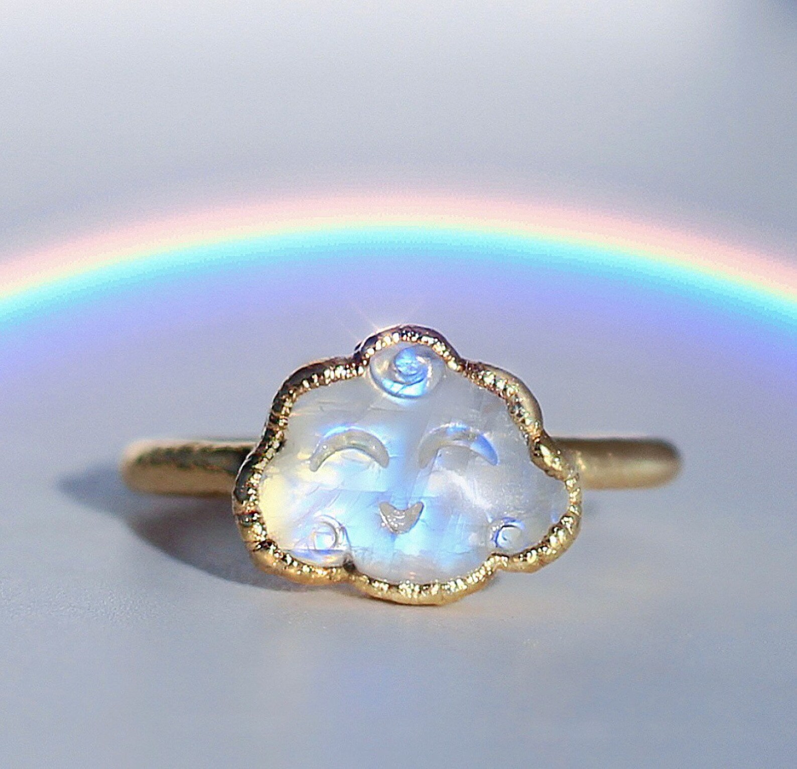 Moonstone Cloud Ring Cloud Smiling Face Ring Cloud Stone - Etsy