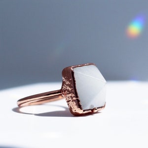 Milky Quartz Pyramid Ring, White Quartz Crystal Jewelry, Pyramid ...