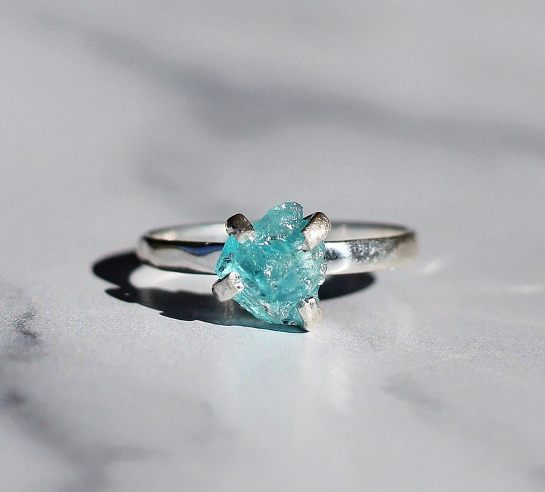 Sterling Silver Raw Apatite Ring Blue Apatite Gemstone Ring - Etsy