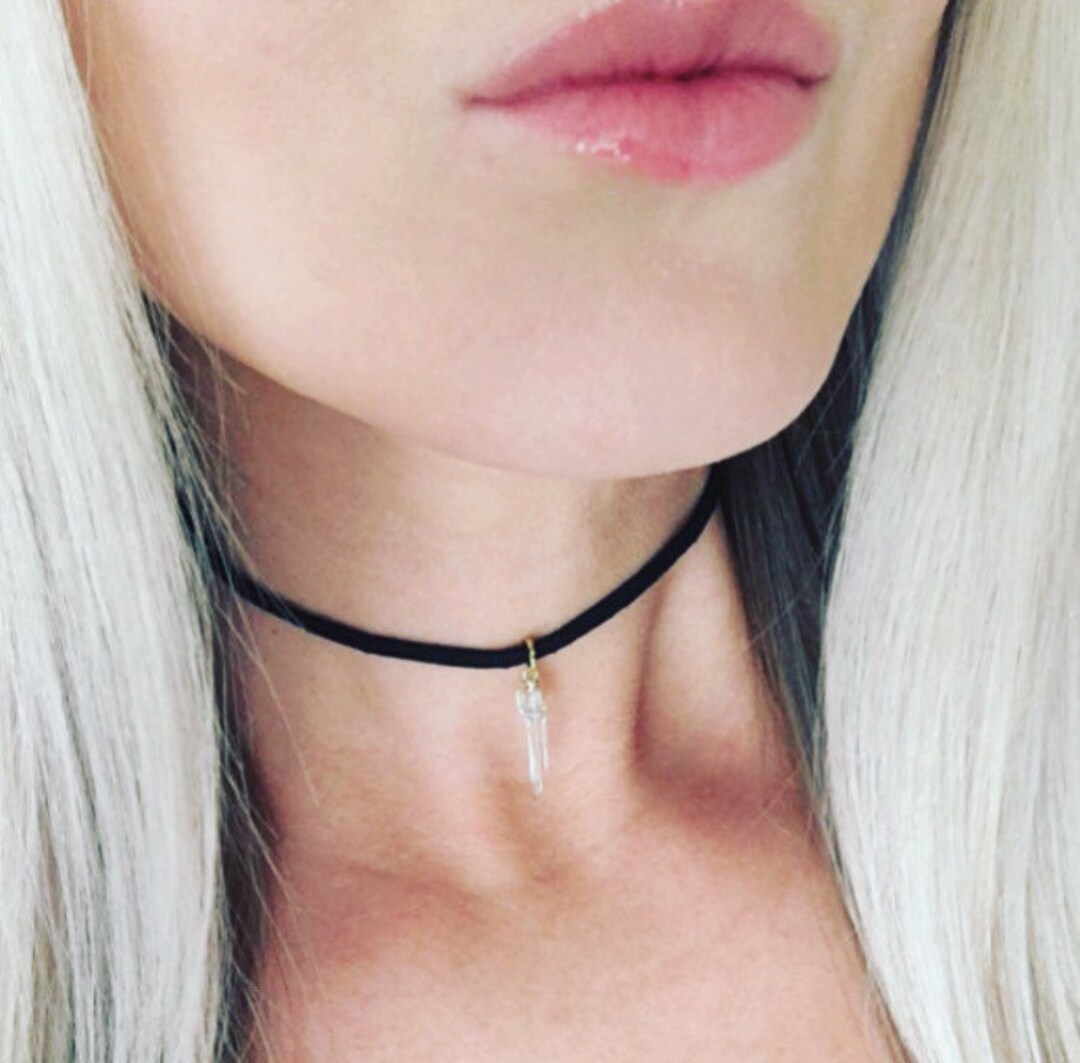 Quartz Choker. Crystal Choker. Black Choker. Small Quartz Choker. Black ...