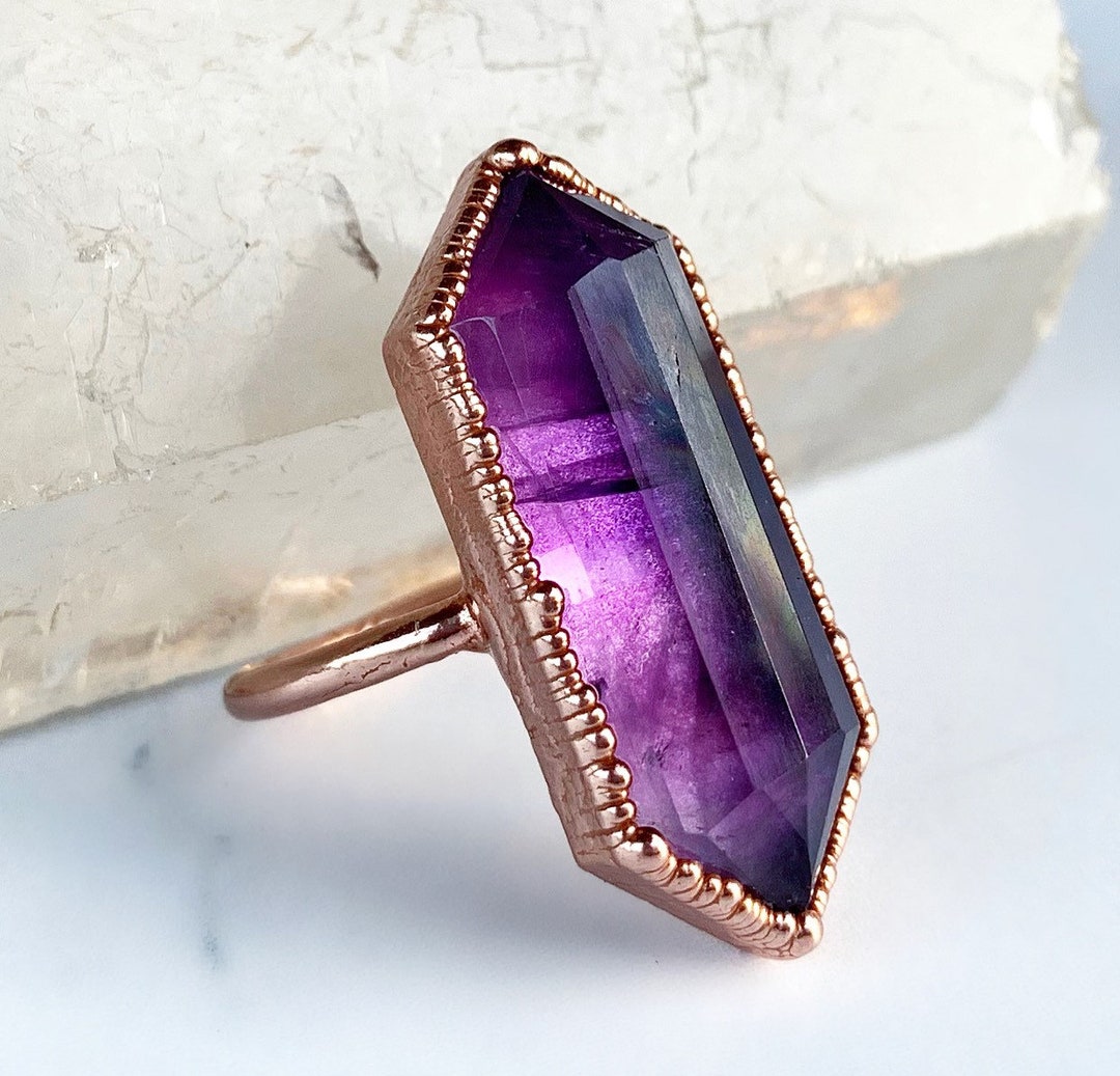 Amethyst Statement Ring, Amethyst Point Ring, Amethyst Crystal Cocktail Ring, Large Amethyst ...