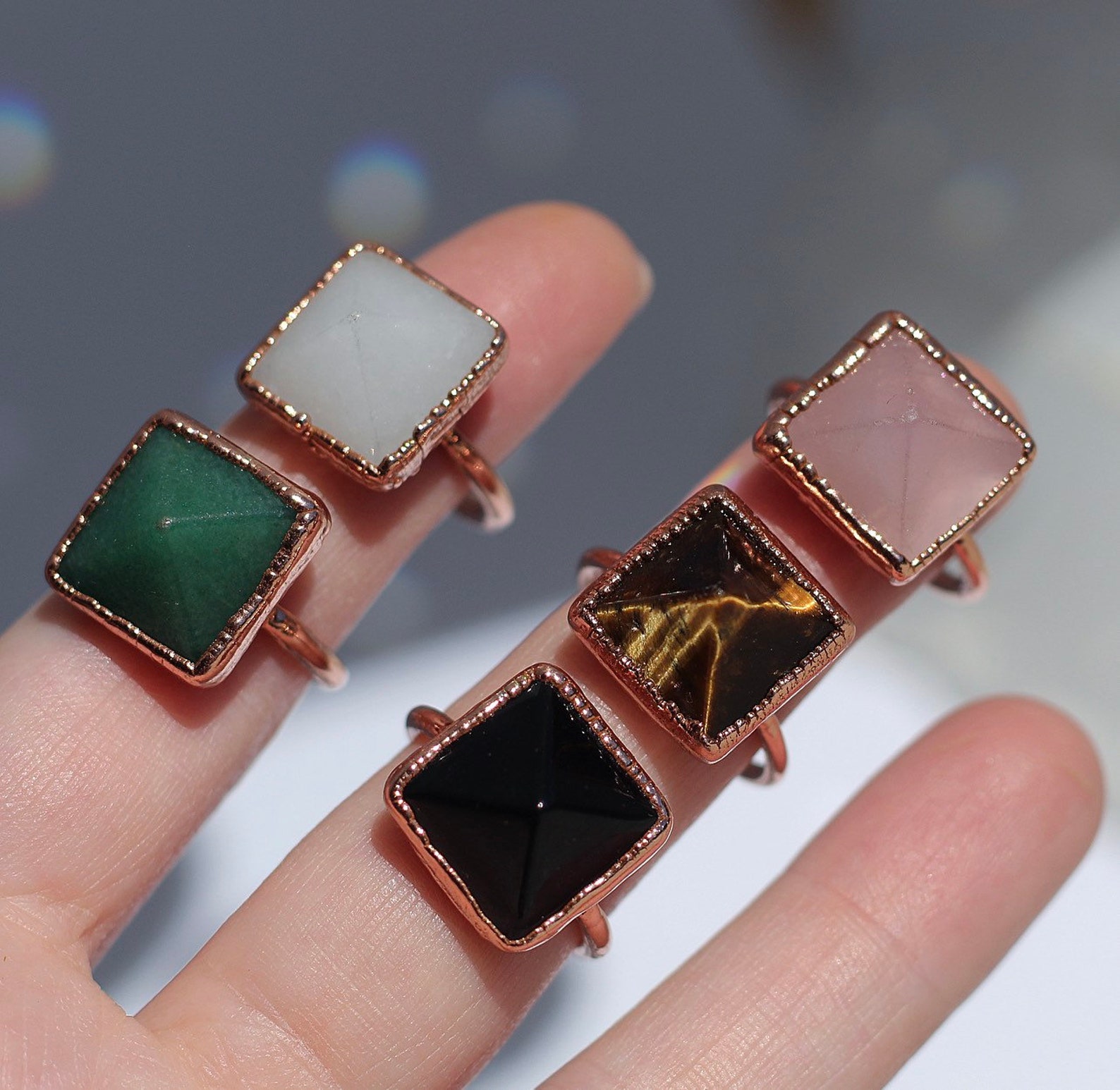 Milky Quartz Pyramid Ring White Quartz Crystal Jewelry - Etsy