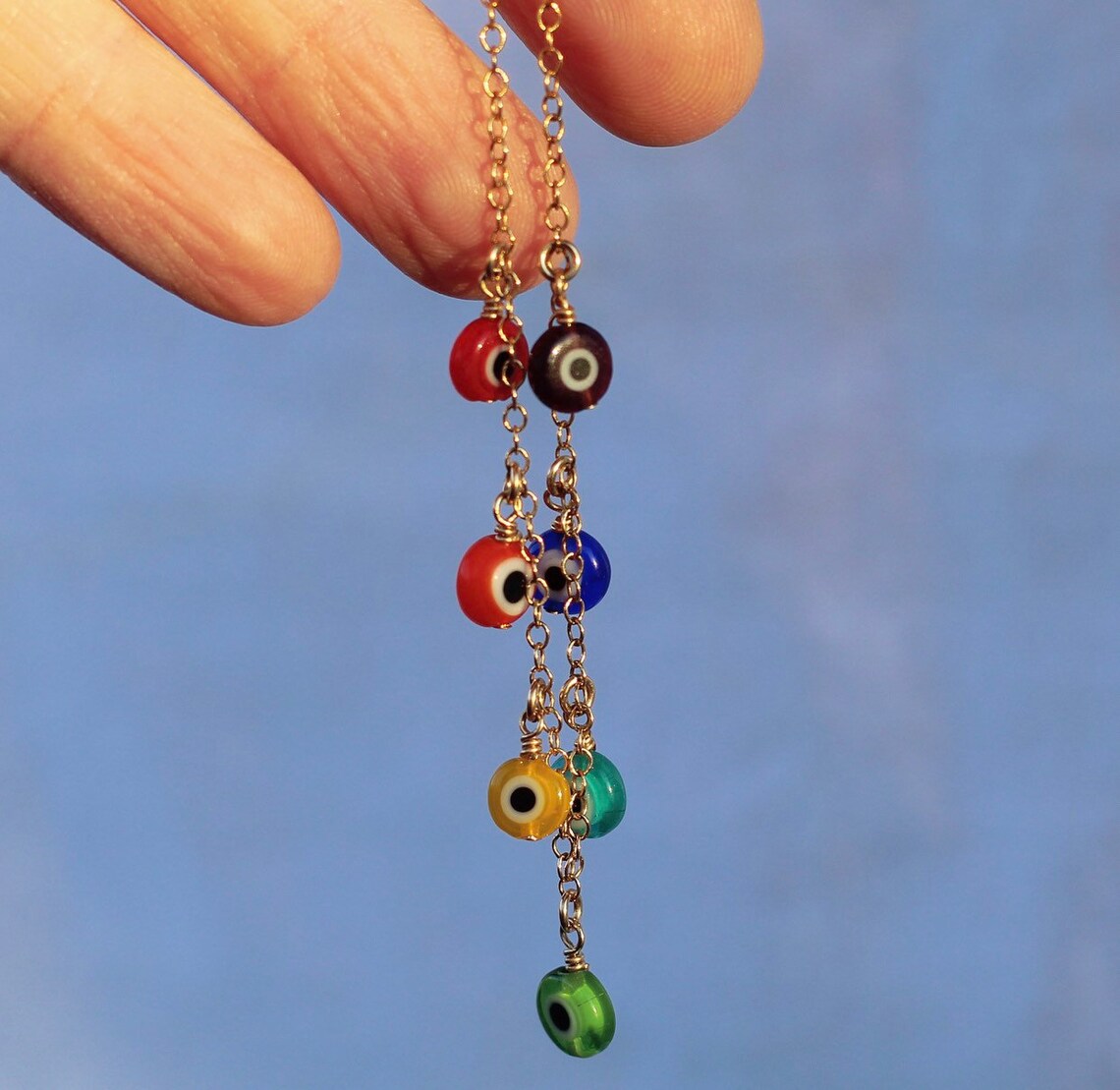 Evil Eye Rainbow Necklace Protection Charm Necklace Evil Eye - Etsy