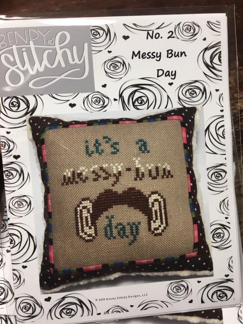 Bendy Stitchy Designs: 2 Messy Bun Day Cross Stitch Pattern 2019 - Etsy
