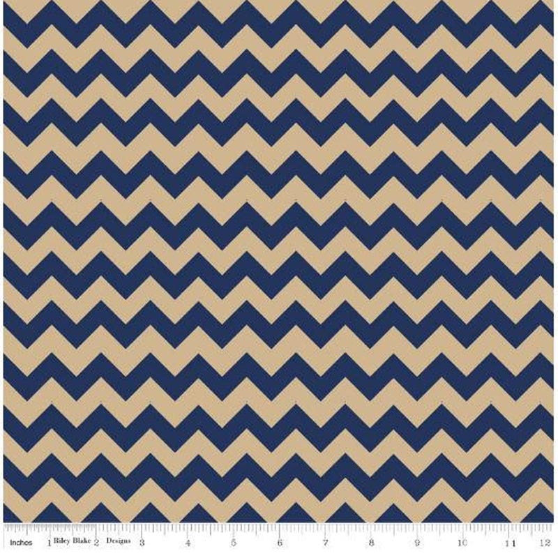 Blue Chevron Fabric - Etsy