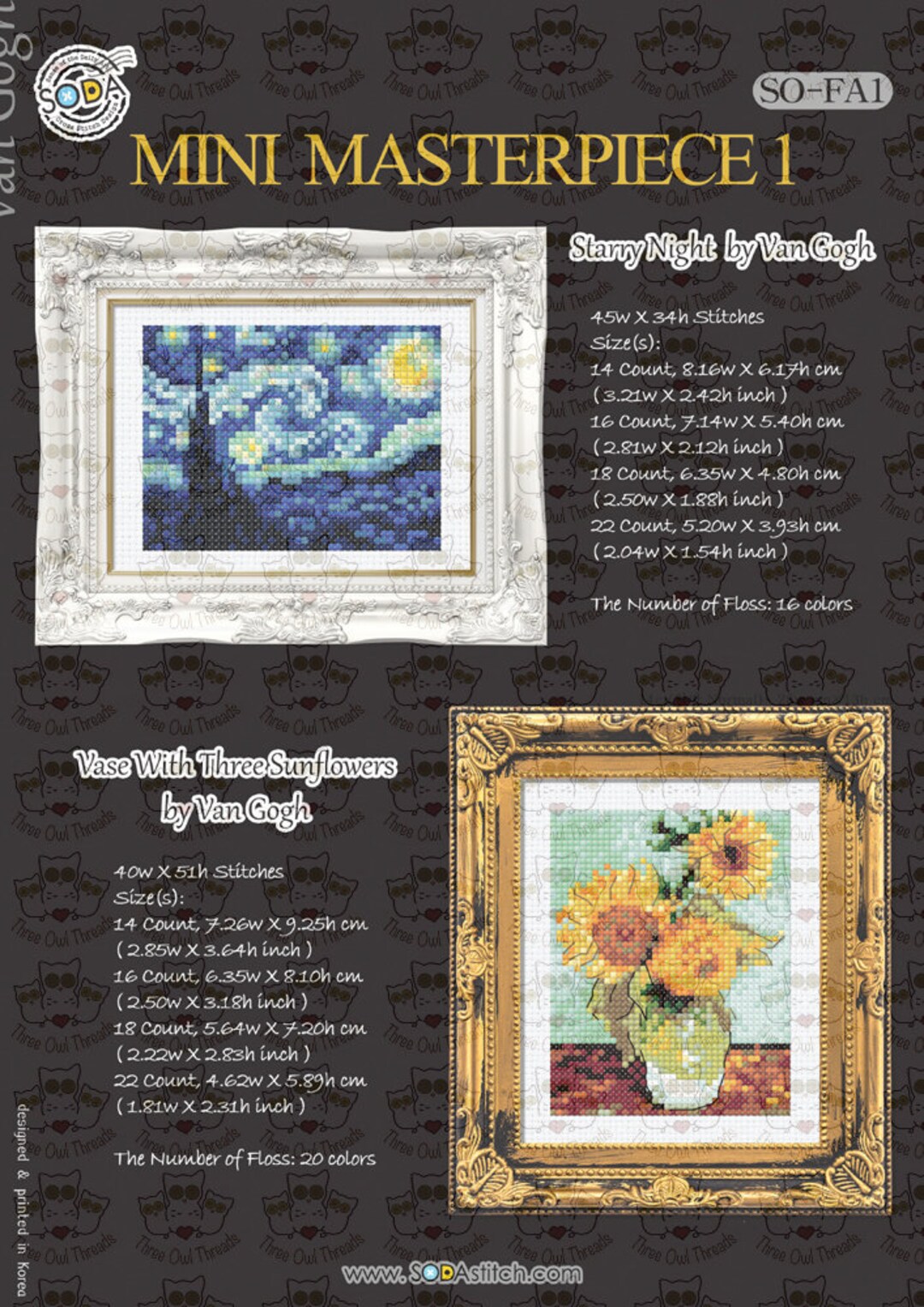 Sodastitch SO-FA1 Mini Masterpiece 1 - Cross Stitch Pattern - Etsy