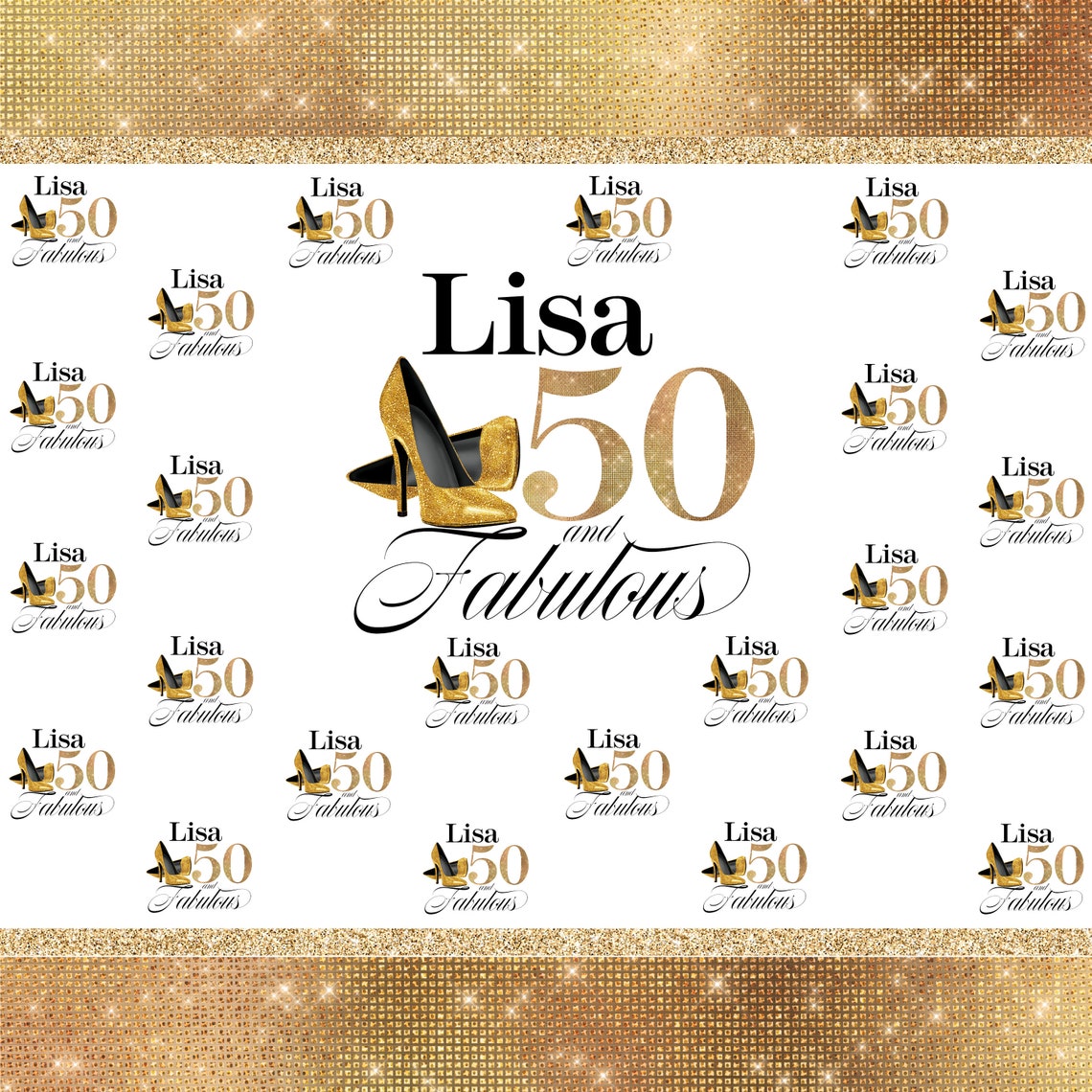 Fabulous 50 Personalized Photo Backdrop Gold Photo Backdrop | Etsy