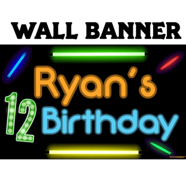 Neon Birthday Banner - Etsy