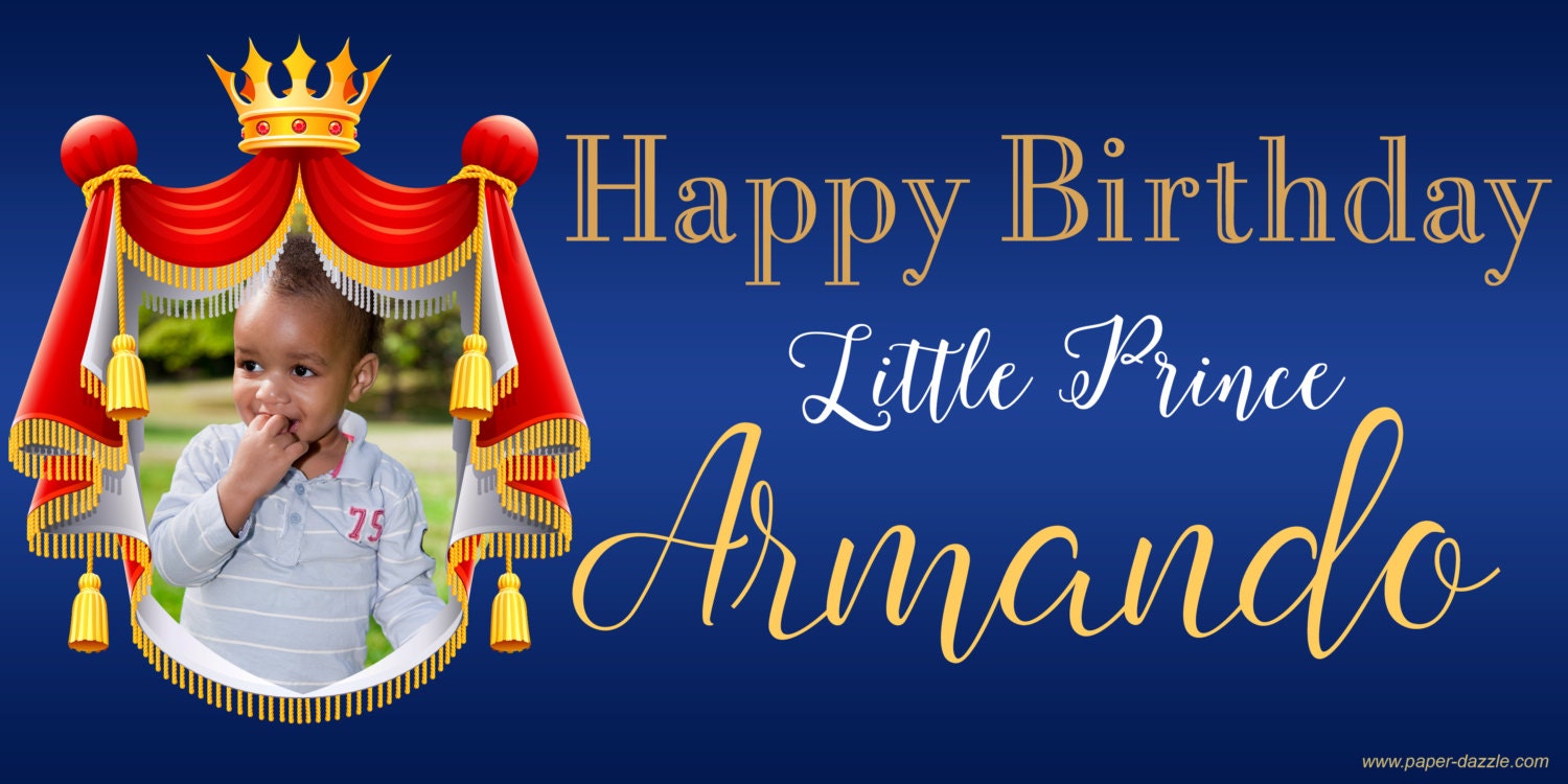 First Birthday Prince Banner Personalized Photo Happy | Etsy