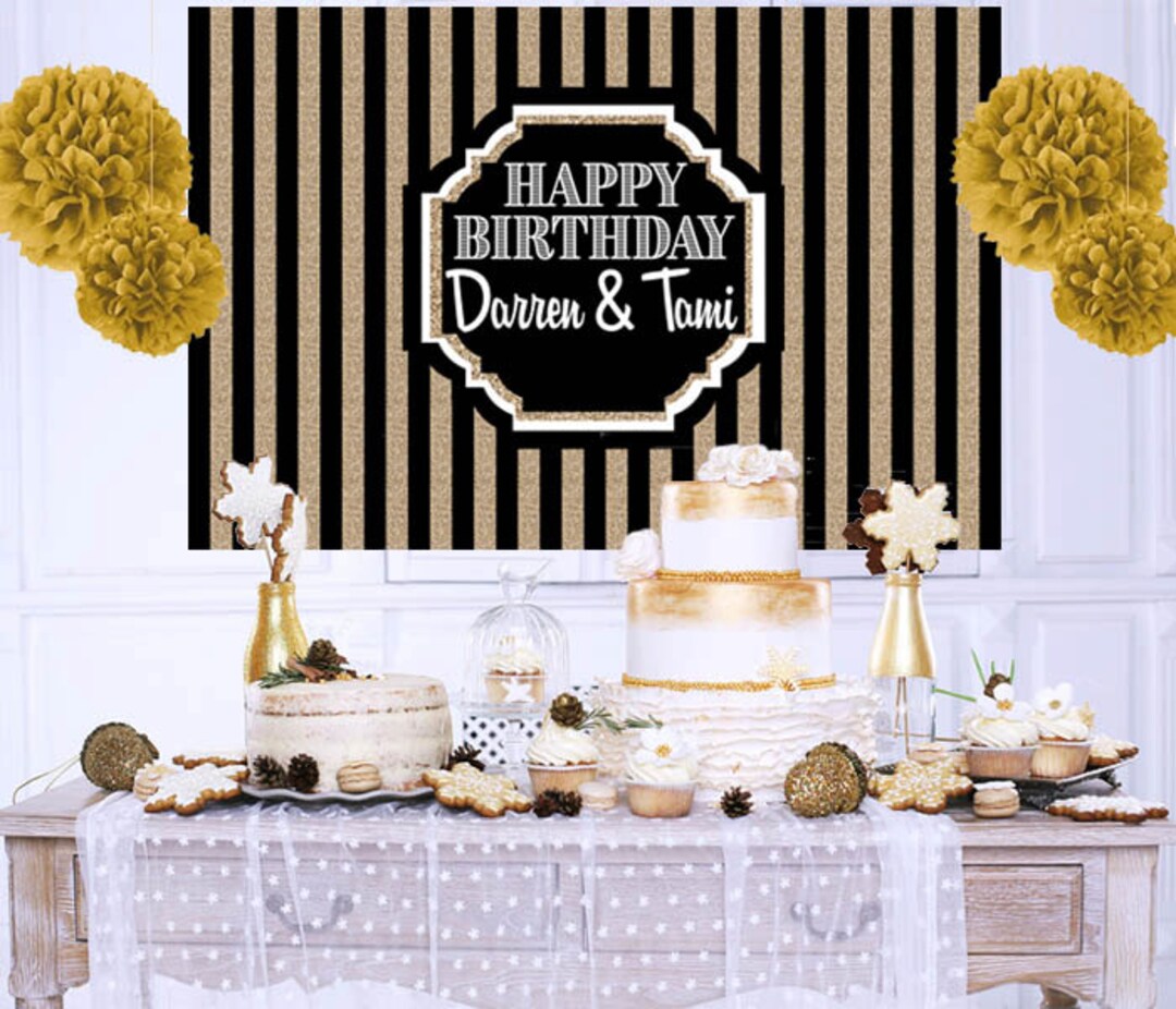 Happy Birthday Personalized Backdrop, 40th Birthday Cake Table Backdrop ...