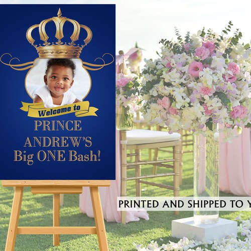 Prince Royal Birthday Party Welcome Sign Printable Midnight | Etsy