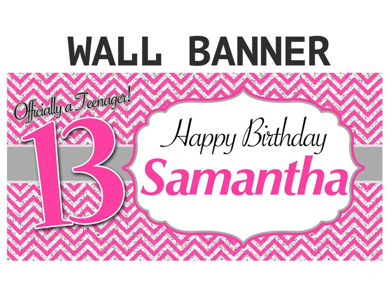 Happy 13th Birthday Banner Teenager Birthday Personalized - Etsy