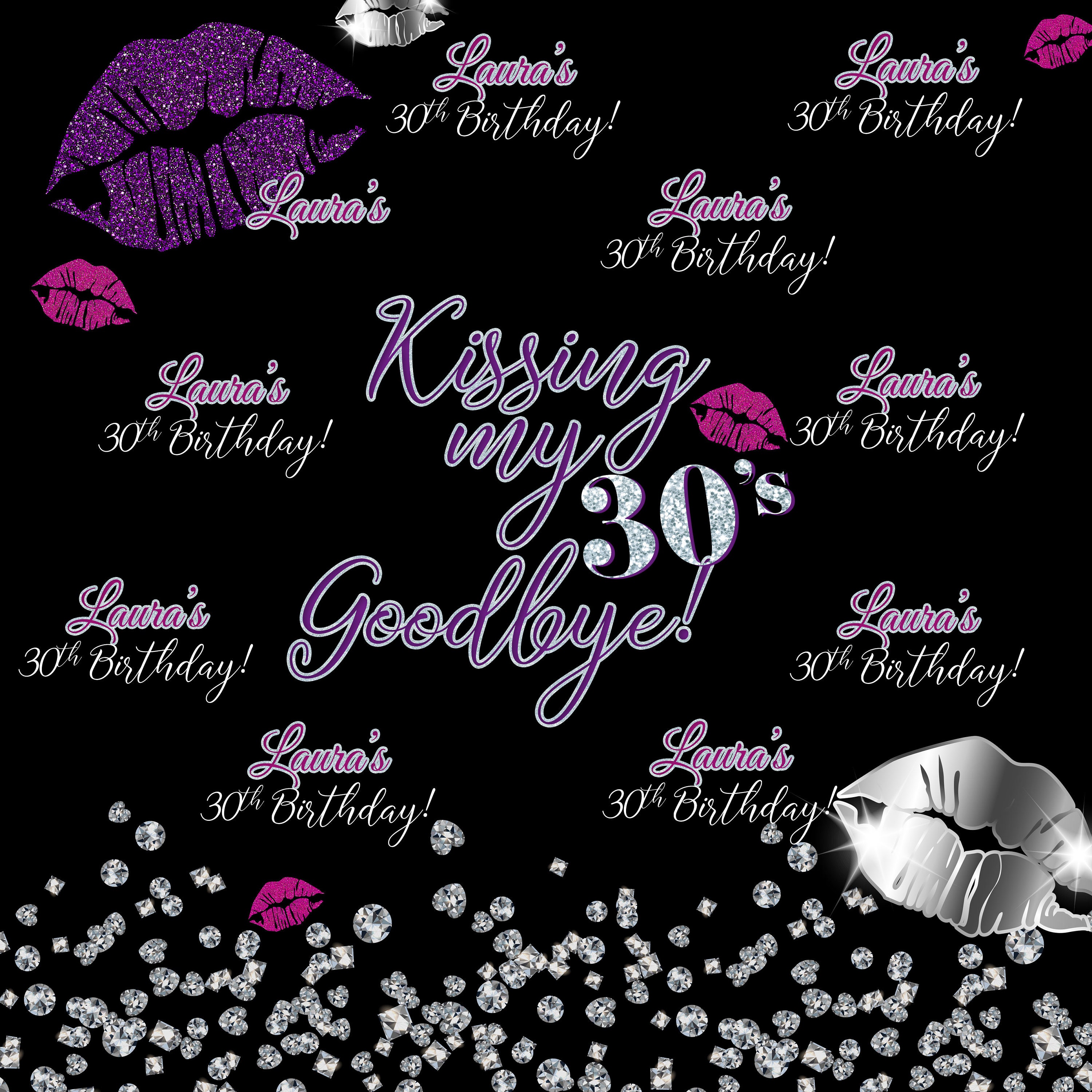 Kissing my 30's Goodbye Personalized Photo Backdrop 30th | Etsy