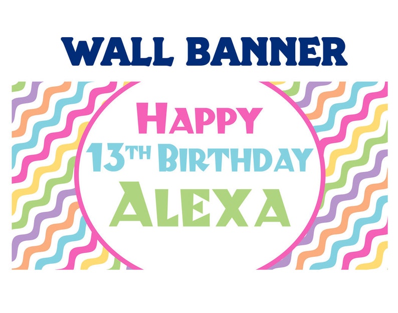 Happy 13th Birthday Banner Personalized Party Cool Waves - Etsy