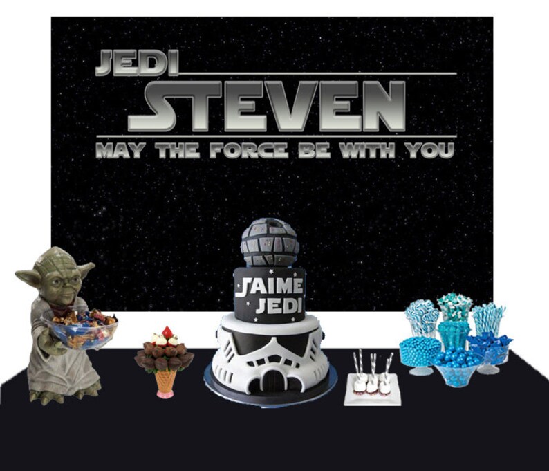 Galaxy Far Far Away Personalized Backdrop Birthday Cake Table - Etsy