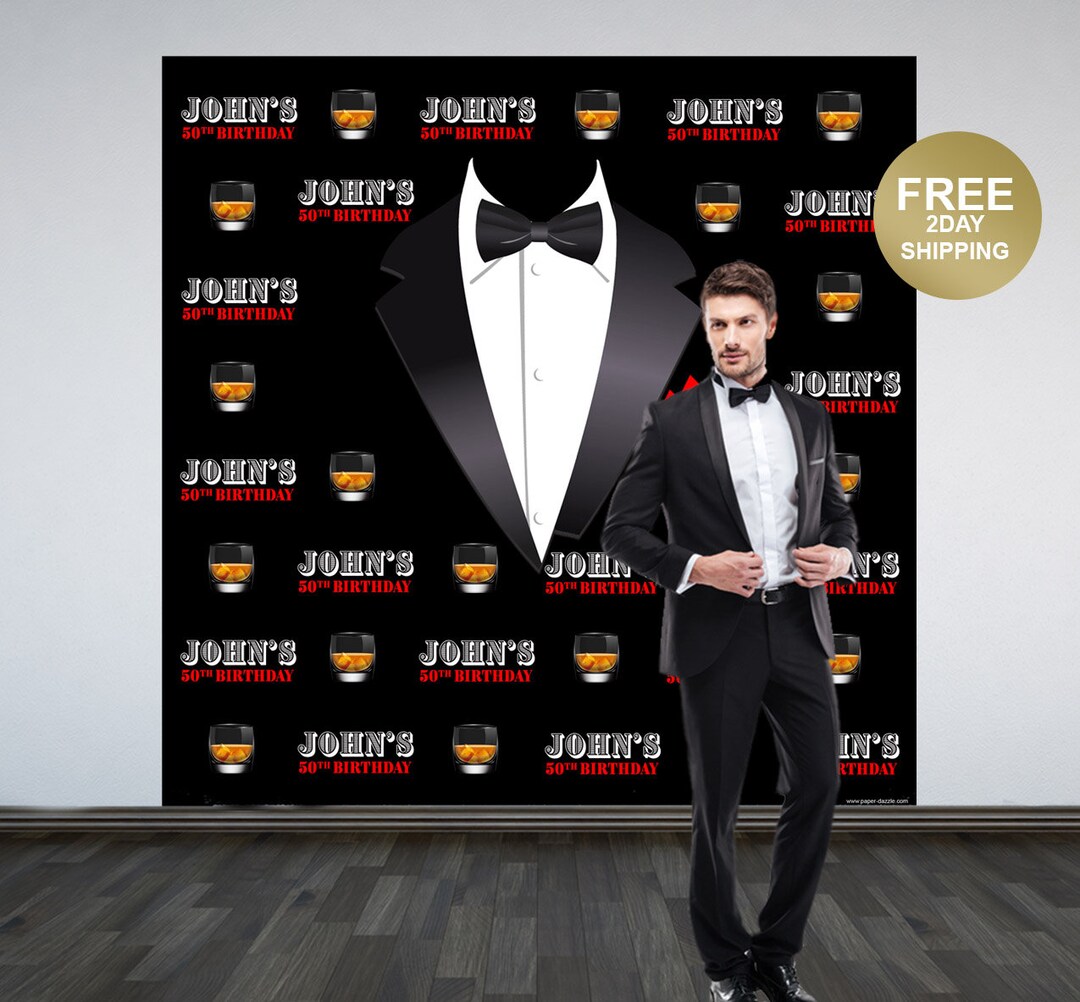 Gentleman Photo Backdrop | Whiskey Man Photo Backdrop | 50th Birthday ...