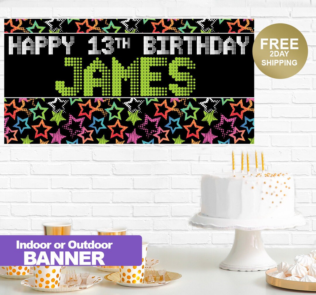 Happy Birthday Banner| 13th Birthday Banner | Personalized Birthday ...