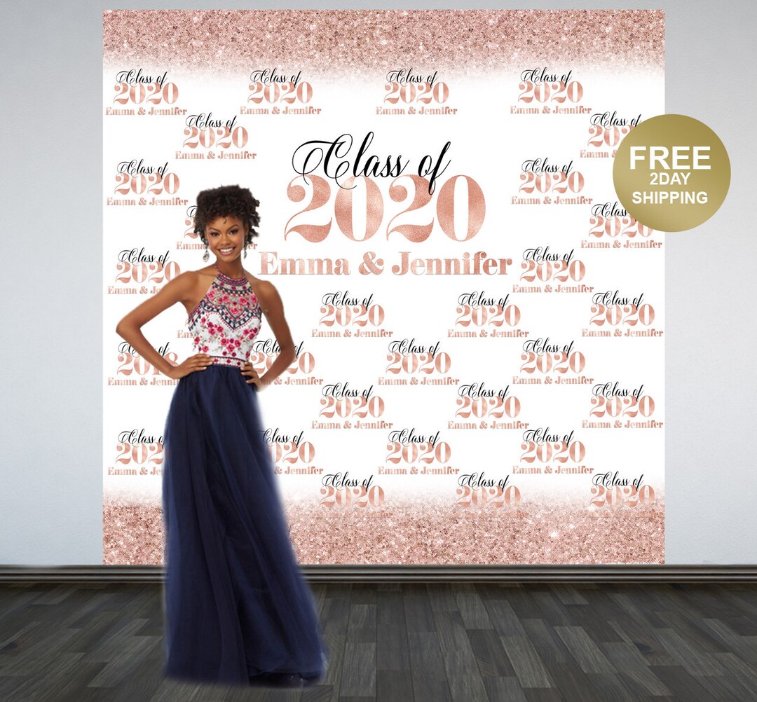 Rose Gold Class of 2023 Personalized Photo Backdrop - Party Photo ...
