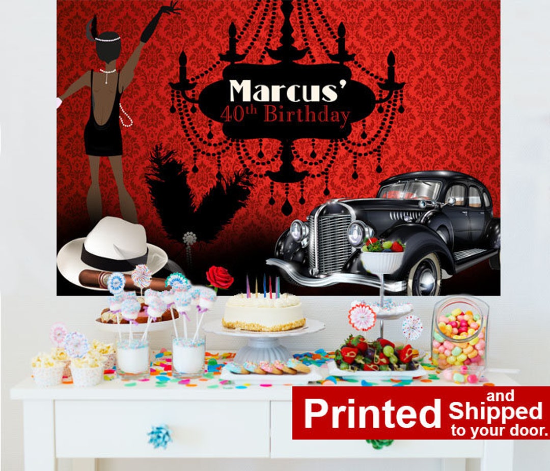 Gangster Personalized Backdrop - Birthday Cake Table Backdrop, Roaring ...