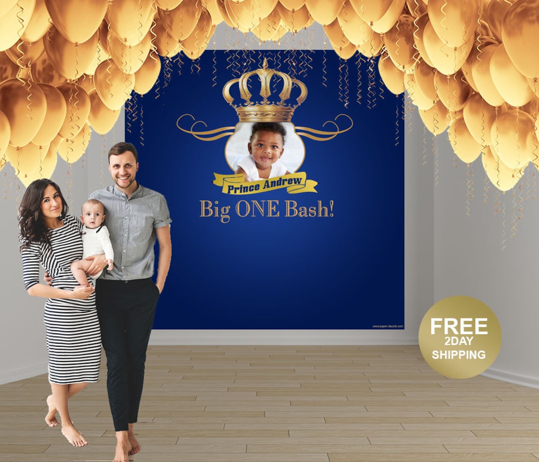 Royal Prince Photo Personalized Backdrop - Birthday Photo Backdrop- 1st ...