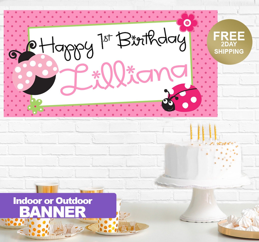 Lady Bug Banner | Birthday Banner | Happy Birthday Banner | First ...
