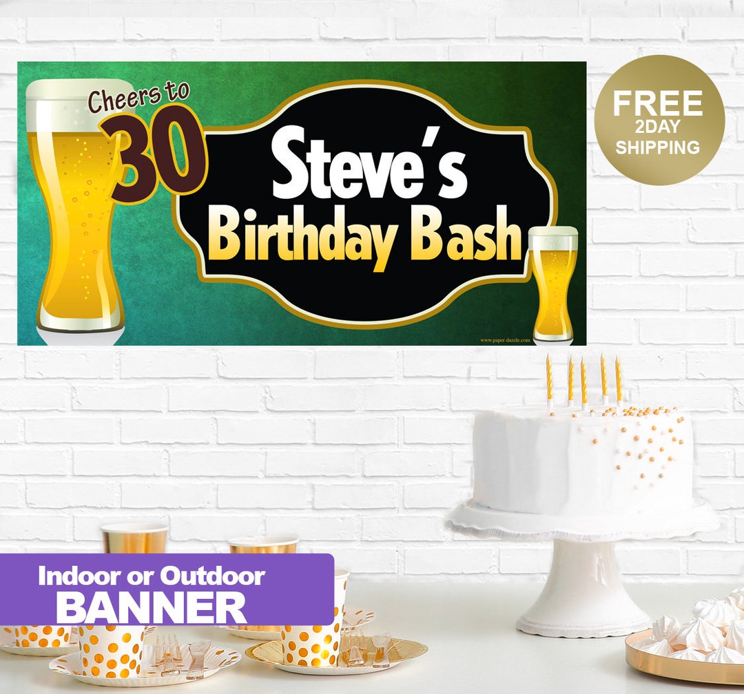 Cheers Beer Birthday Banner | Personalized Birthday Banner | Happy ...