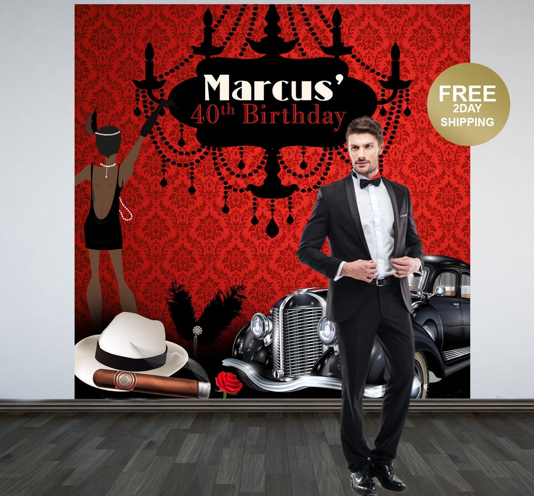 Gangster Party Personalized Photo Backdrop | Mafia Photo Backdrop ...