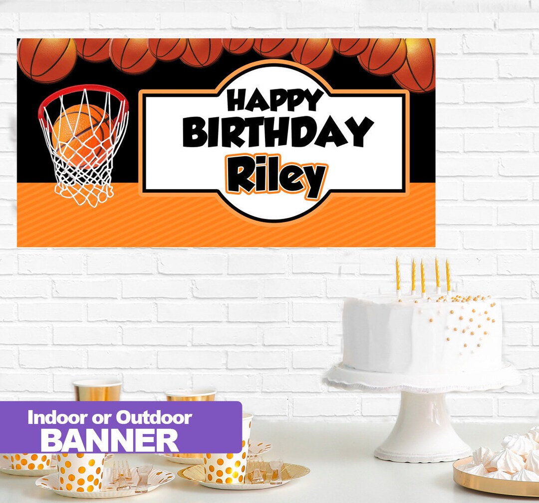 Basketball Party Banner ~ Personalize Party Banners - Sports Banner ...