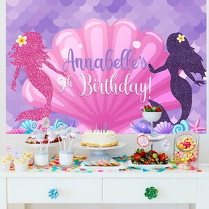 Mermaid Sea Splash Party Backdrop - Birthday Cake Table Backdrop ...