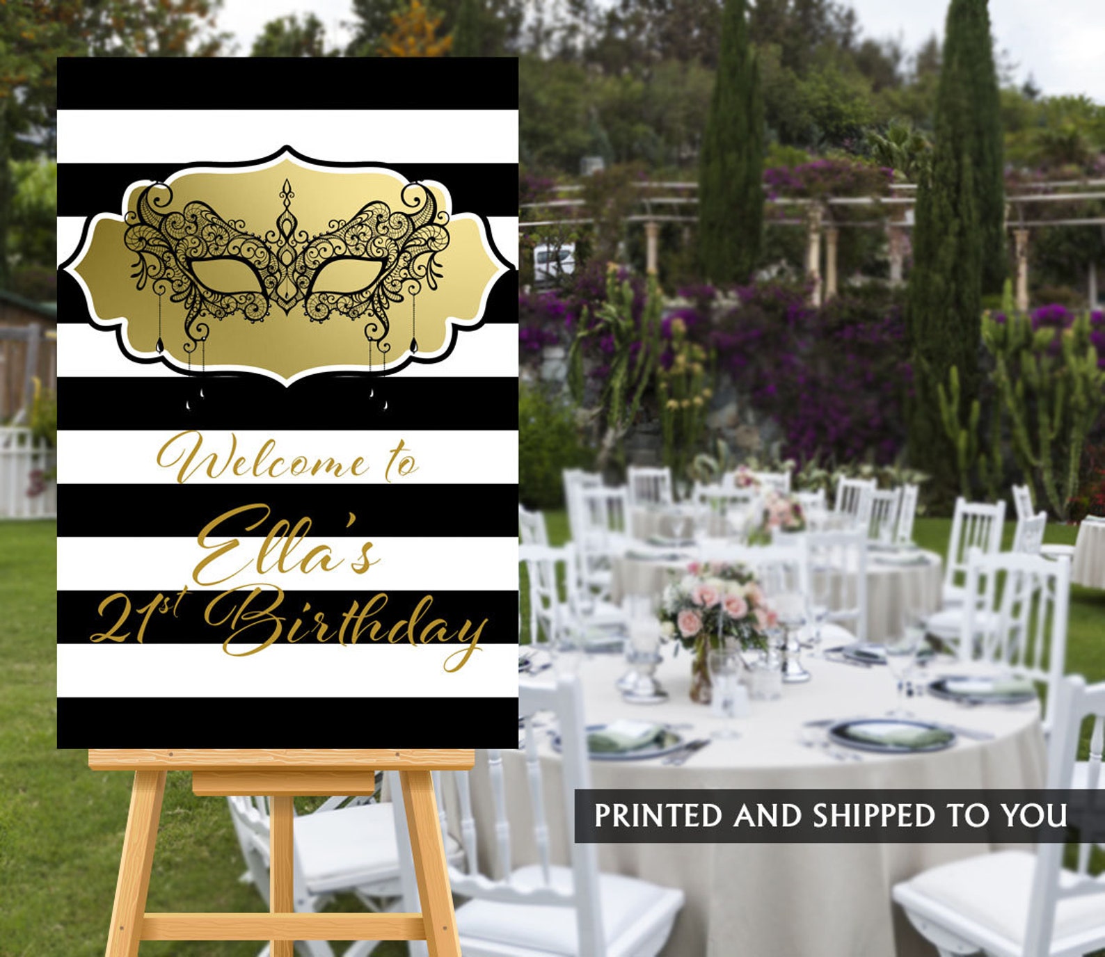 Masquerade Photo Welcome Sign Welcome to the Party Sign - Etsy