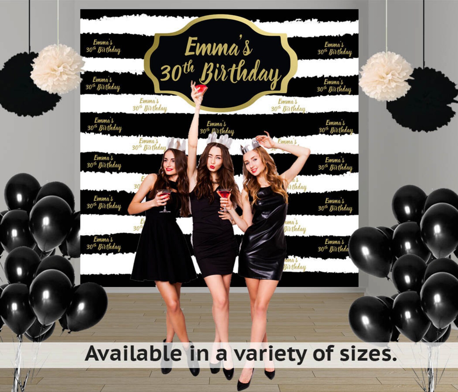 Birthday Stripes Personalized Photo Backdrop Milestone Photo - Etsy