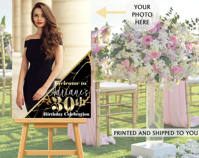 Marble Elegance Photo Welcome Sign, 30th Birthday Photo Welcome Sign ...