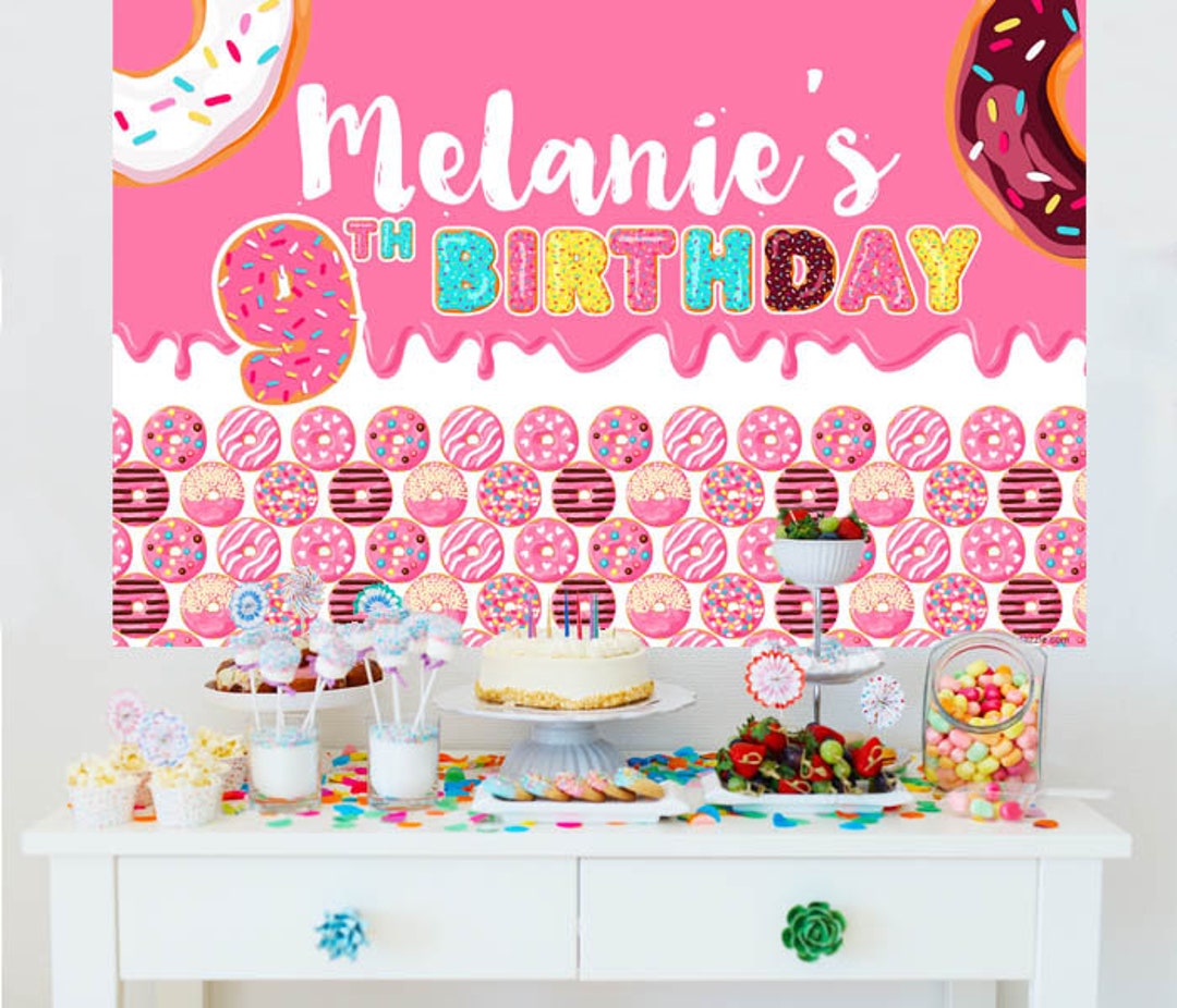 Donut Party Backdrop Birthday Cake Table Backdrop Party Photo Backdrop ...