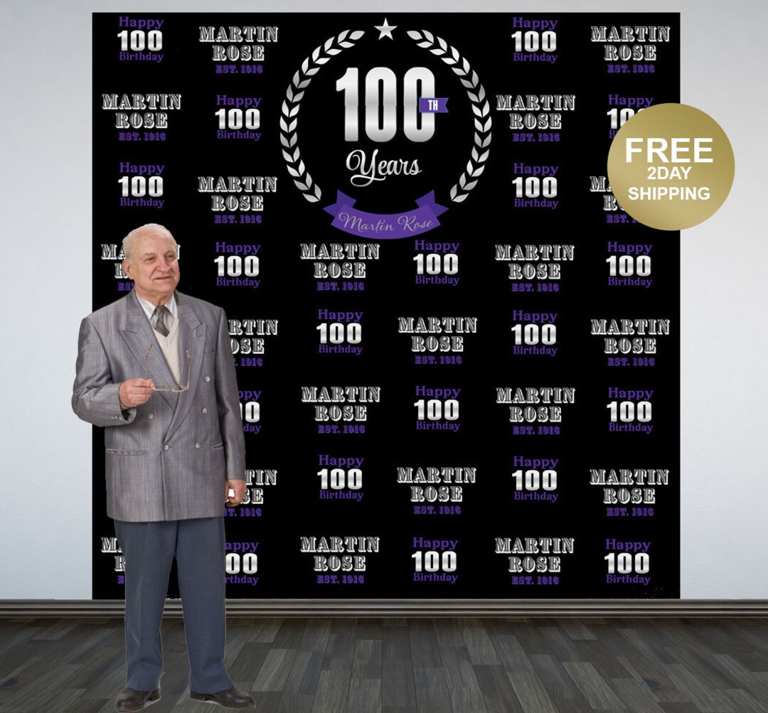 100 Celebration Personalize Photo Backdrop | Birthday Milestone Photo ...