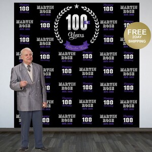 100 Celebration Personalize Photo Backdrop | Birthday Milestone Photo ...