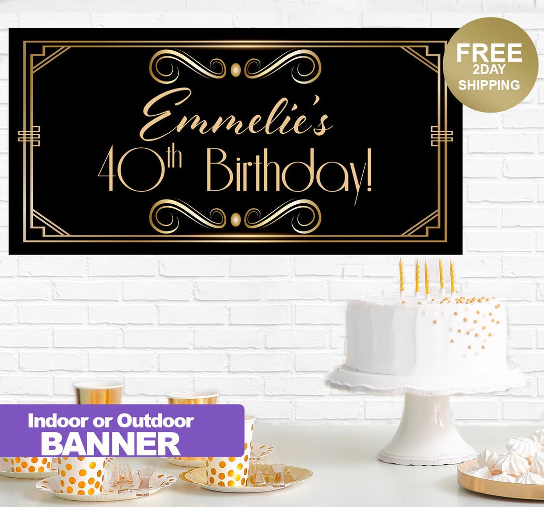 Great Gatsby Birthday Banner | Happy Birthday Banner | Retro Birthday ...