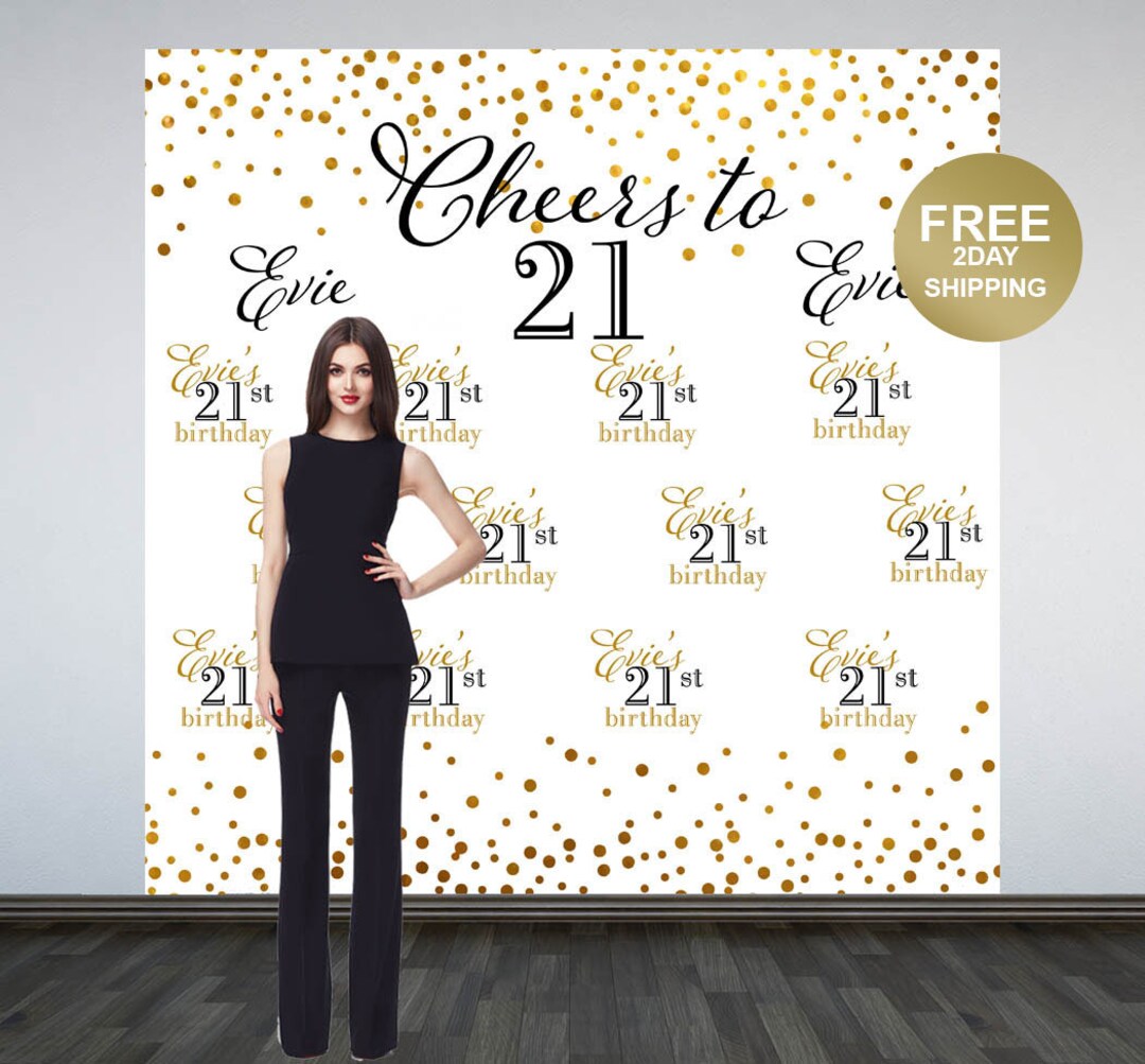 Cheers to 21 Party Personalized Photo Backdrop - Birthday Backdrop ...