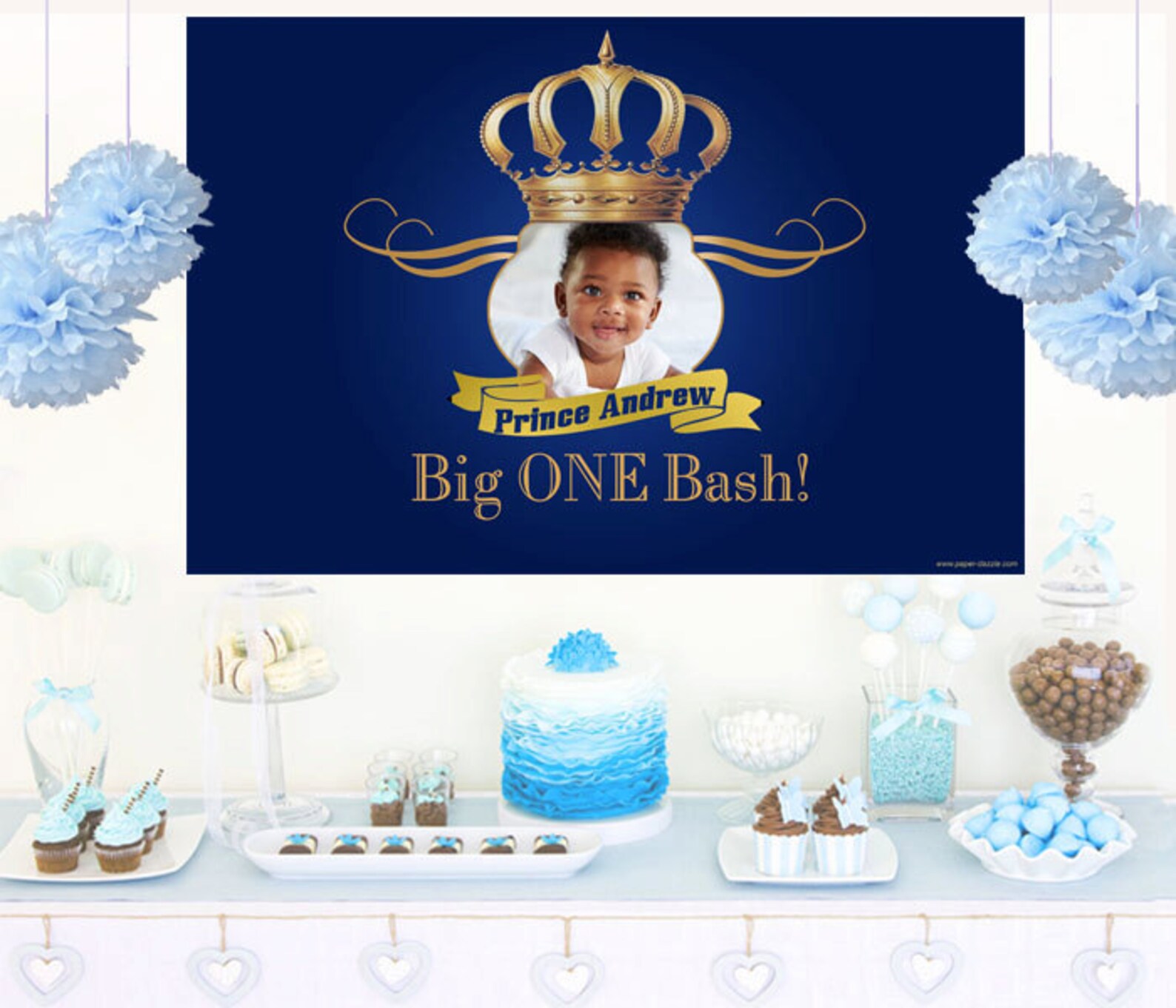 Royal Prince Personalized Photo Backdrop Birthday Cake Table - Etsy
