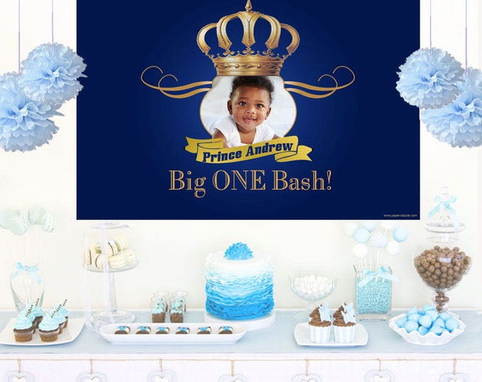 Royal Prince Personalized Photo Backdrop, Birthday Cake Table Backdrop ...