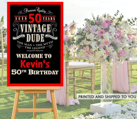 Vintage Dude Welcome Sign 50th Birthday Party Sign Welcome | Etsy