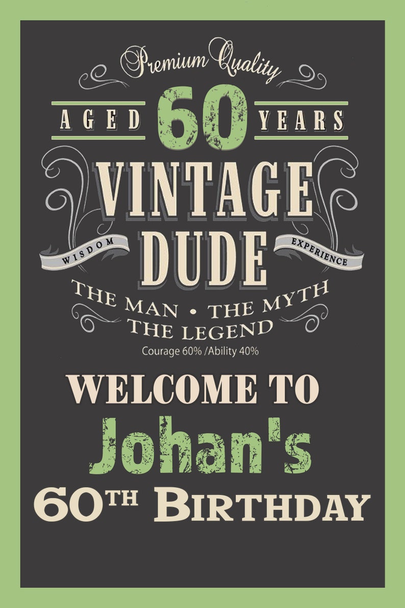 Vintage Dude Welcome Sign 60th Birthday Party Sign Welcome | Etsy
