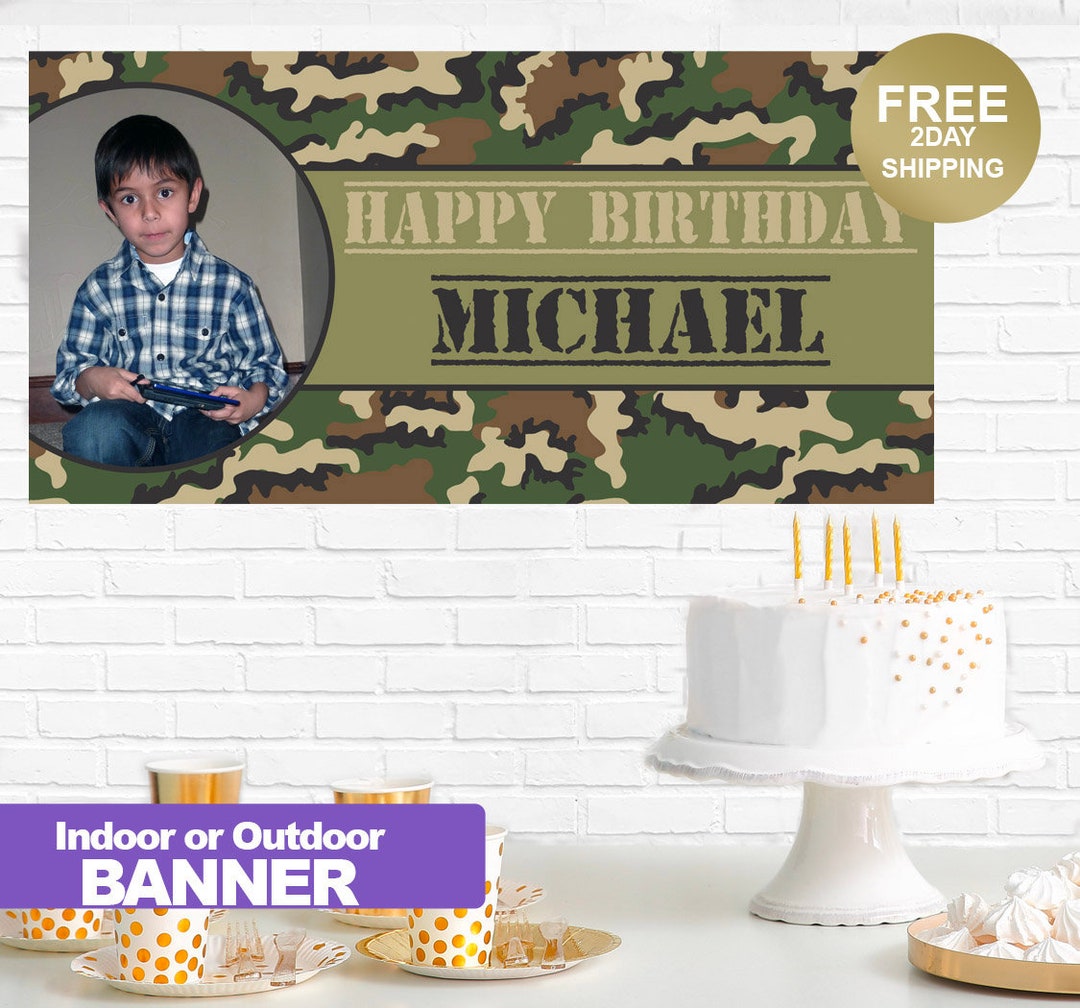 Happy Birthday Banner| Military Birthday Banner | Personalized Birthday ...