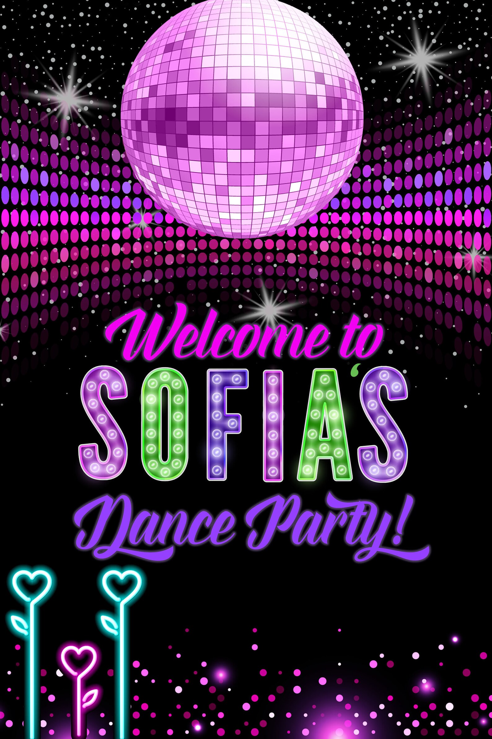 Disco Party Welcome Sign Welcome to the Party Sign, Dance Party Welcome ...